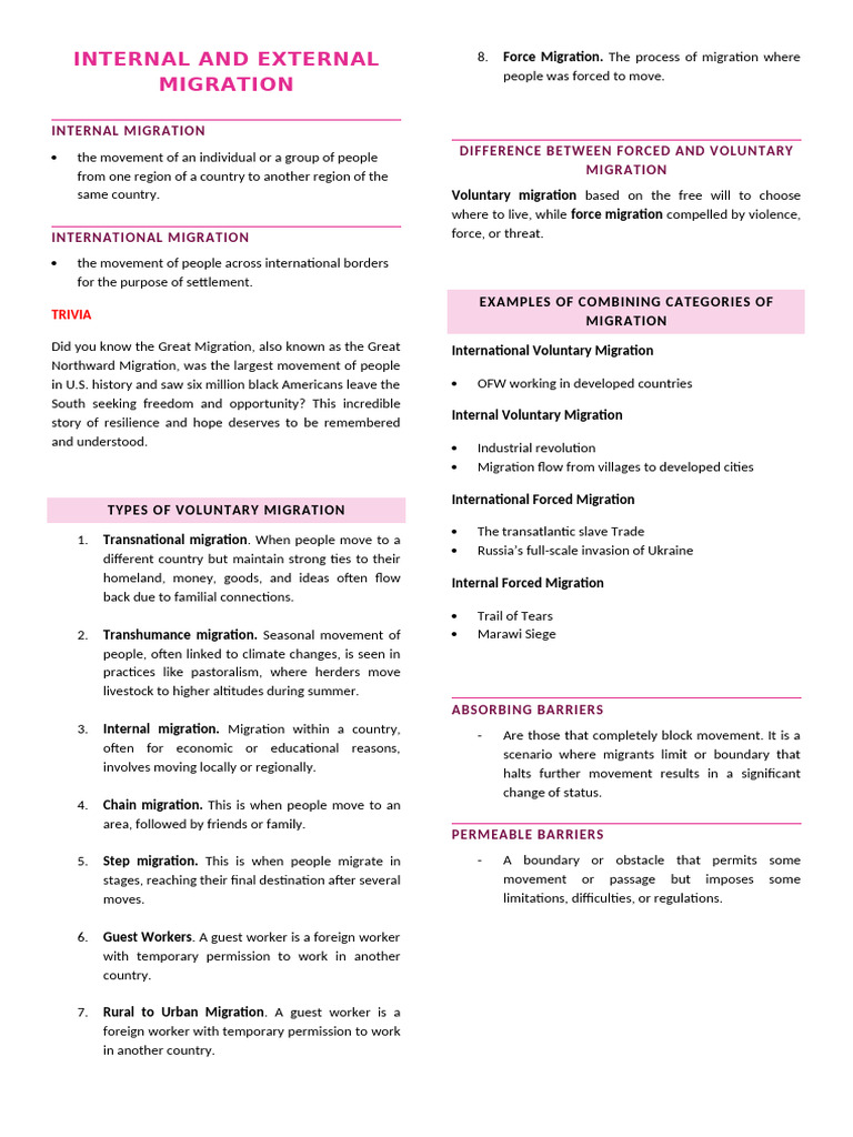 Internal vs. International Migration | PDF | Human Migration | Foreign ...