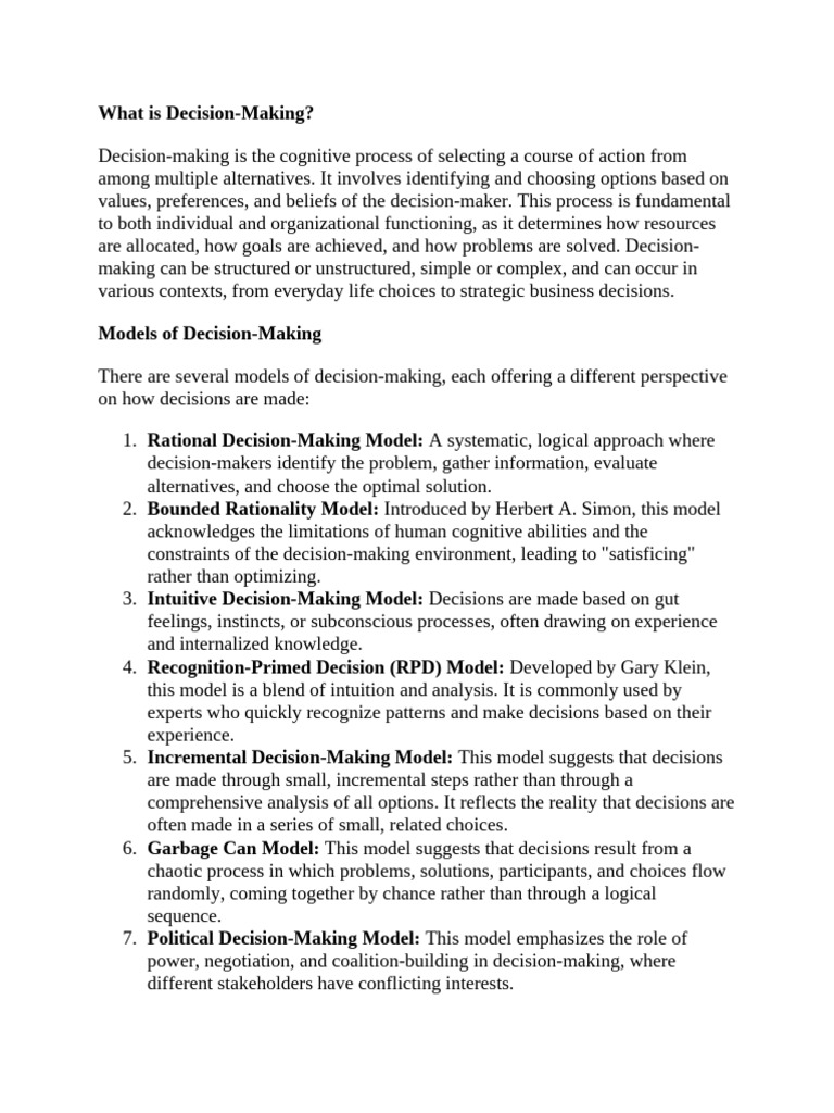Critical Discussion of The Rational Decision | PDF | Decision Making ...