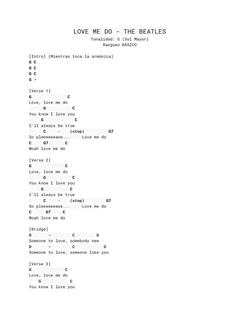 Love Me Do The Beatles Acordes Pdf