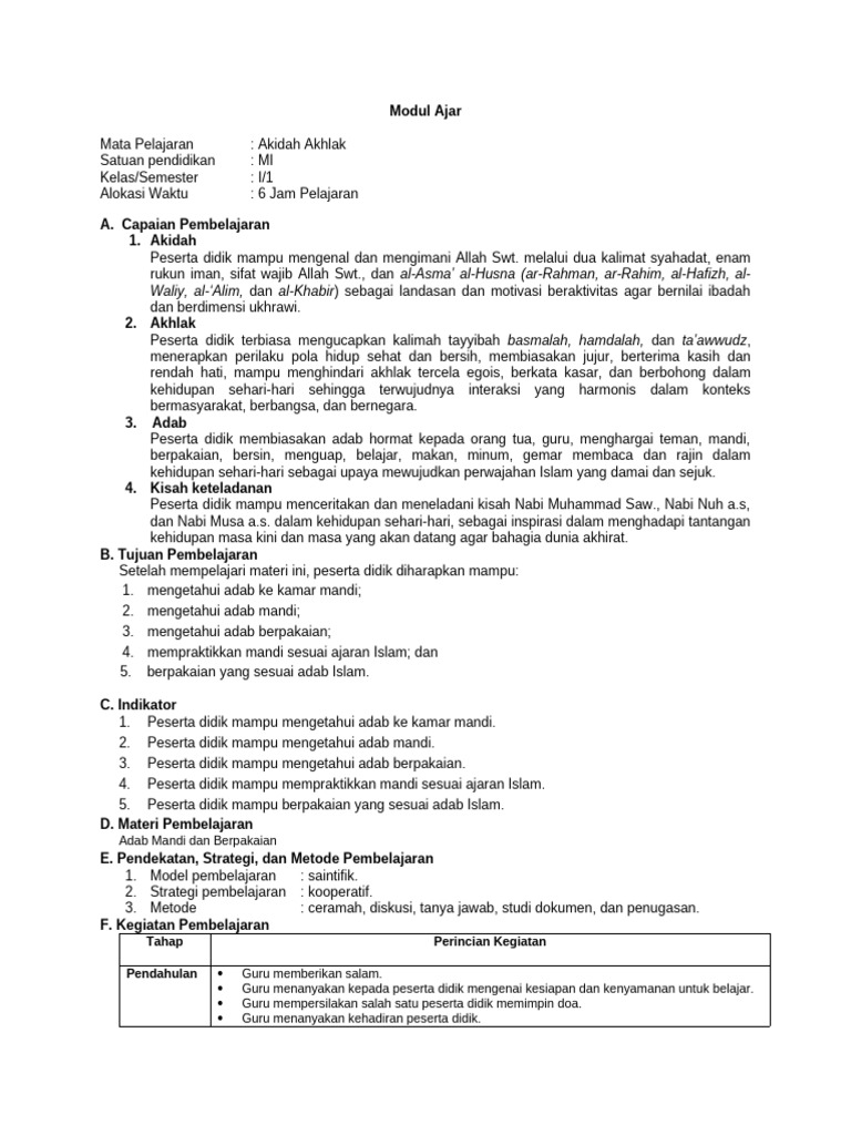 Modul Ajar akidah akhlak bab 5 | PDF