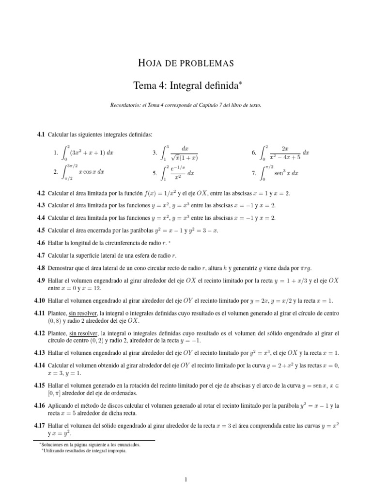 Ejerc_IntegDef | PDF | Integral | Espacio