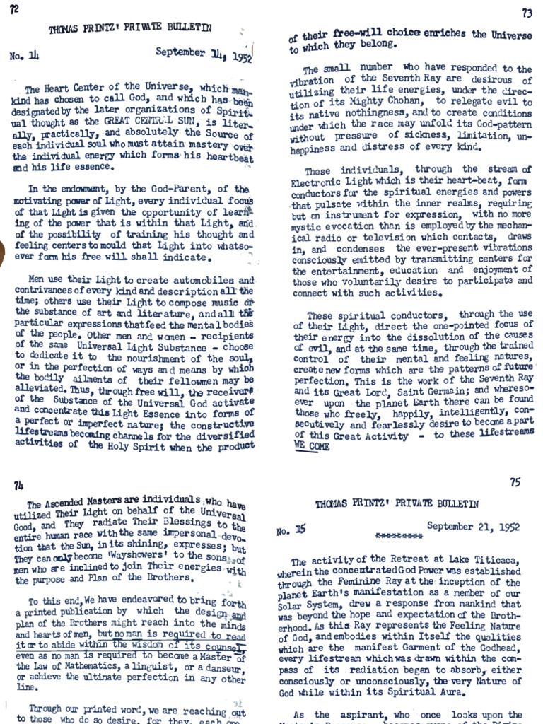 Thomas Printz' Private Bulletin - 1952 - Vol. 01 - 14 | PDF | Religious ...