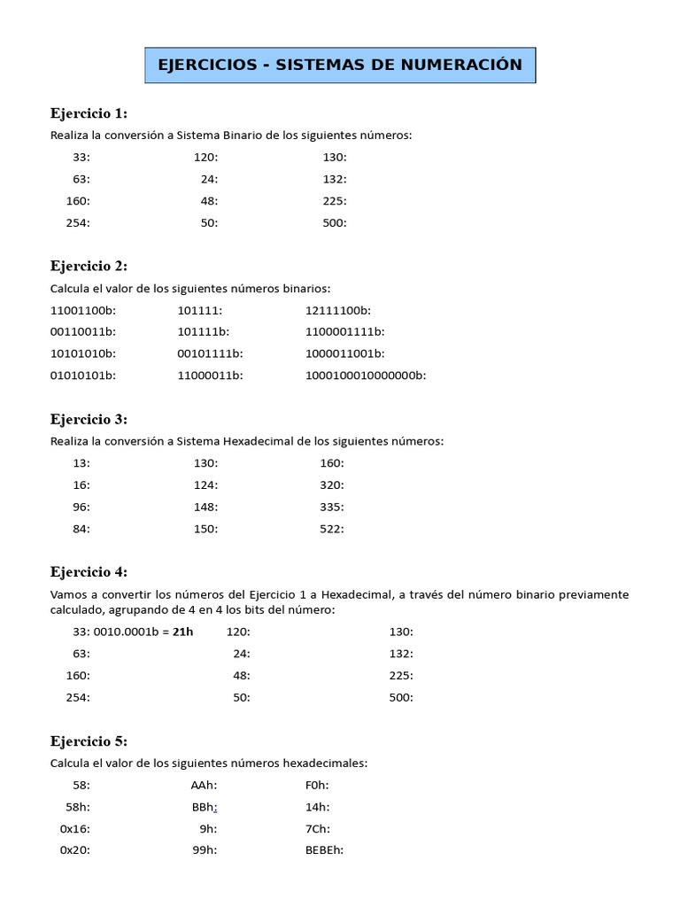 Ejercicios de Cambio de Base | PDF