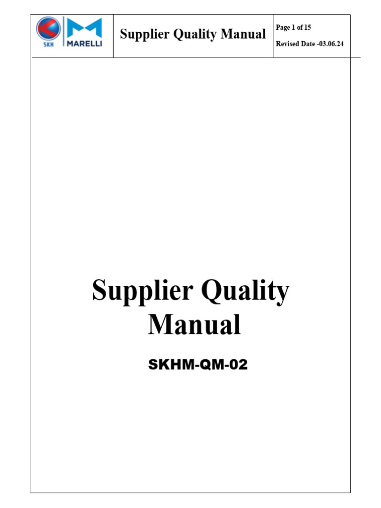 Supplier Quality Manual | PDF | Specification (Technical Standard) | Quality Management System