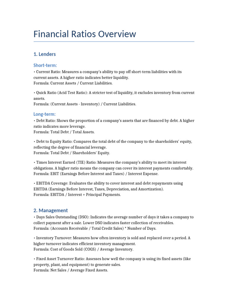 Financial Ratios Overview | PDF | Debt | Equity (Finance)