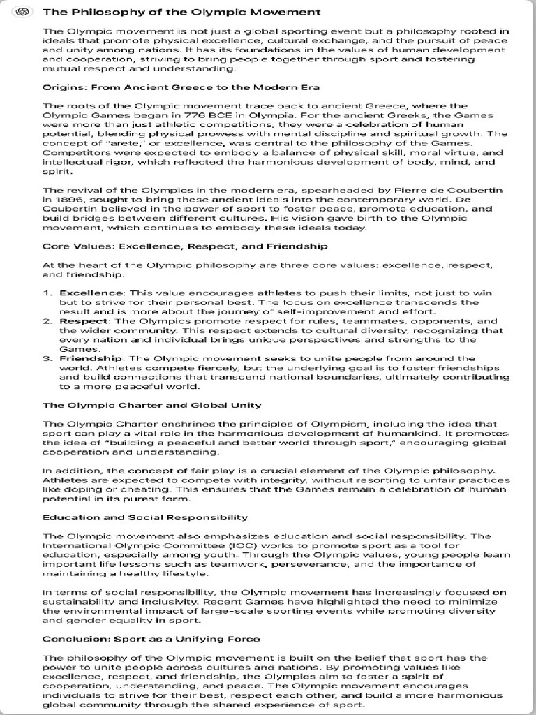 Olympic Education | PDF