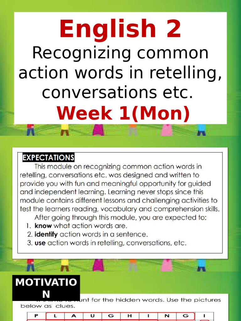 Action Words in English 2 Lessons | PDF