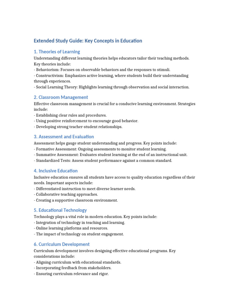 Extended Education Study Guide | PDF | Learning | Educational Assessment