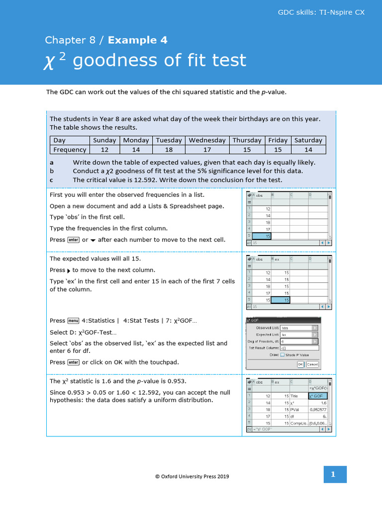 Oxford_Goodness of fit test GDC guide | PDF