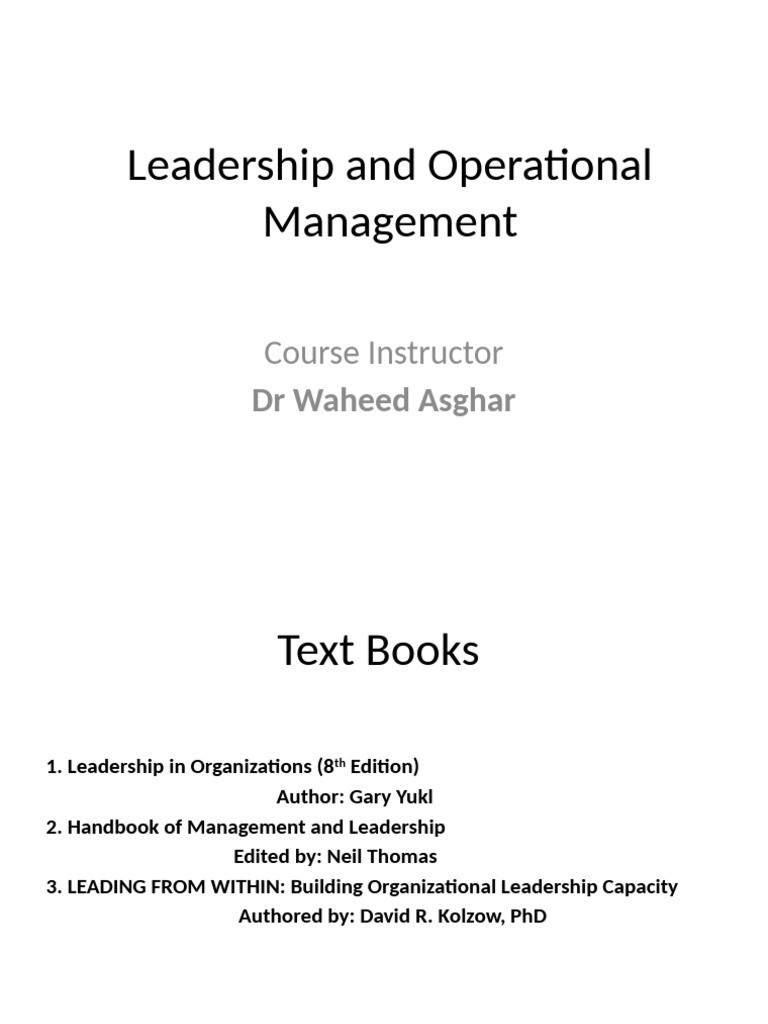 Leadership and Operational Management | PDF | Leadership | Motivation