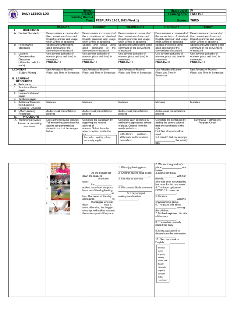 English 4 w1 | PDF | Adverb | English Grammar