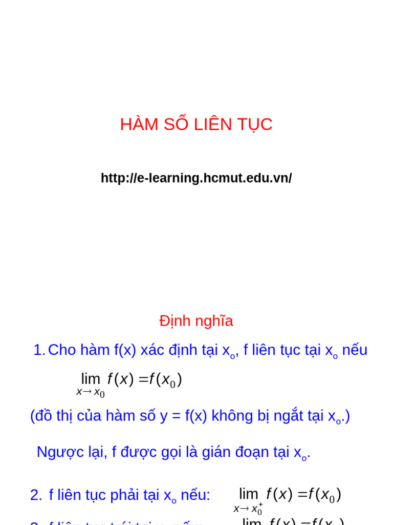 Giai-Tich-1 Tran-Ngoc-Diem 2.4-Ham So Lien Tuc - (Cuuduongthancong - Com) | PDF