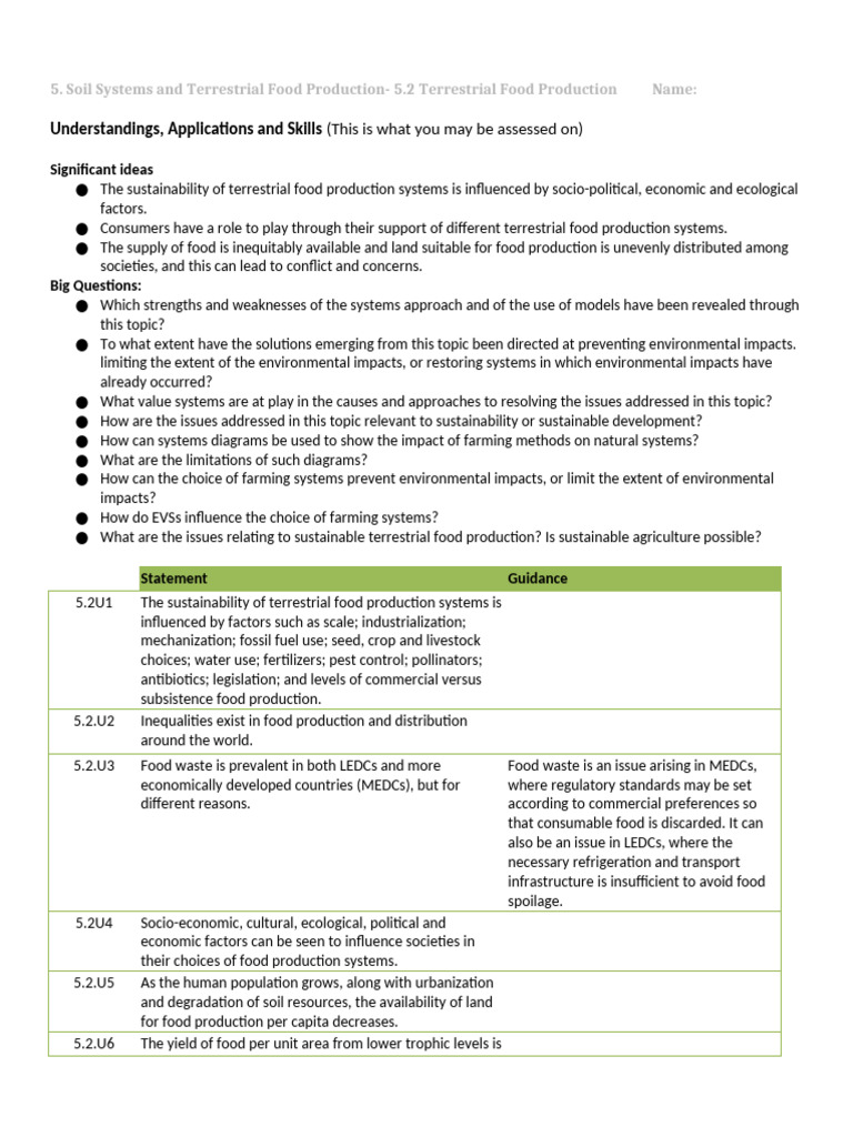 5.2_terrestrial_food_production_systems_and_food_choices_workbook | PDF ...
