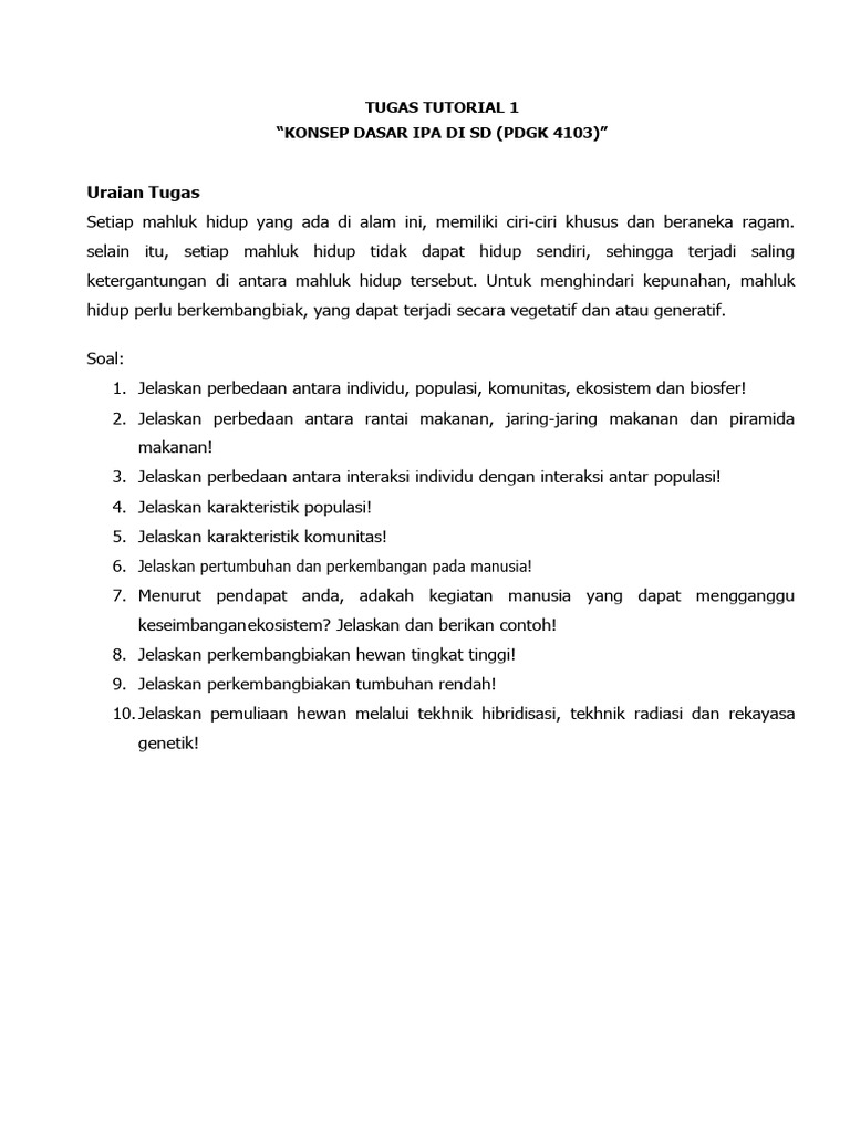 Soal TT 1 PDGK 4103 | PDF