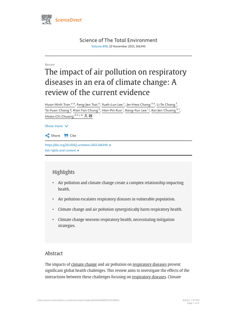 The Impact of Air Pollution On Respiratory Diseases in An Era of ...