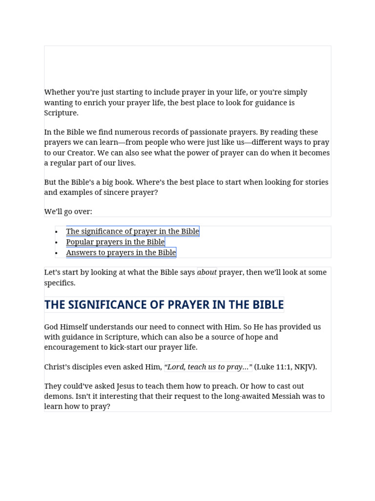 7 Powerful Bible Prayers Explained | PDF | Prayer | Lord's Prayer