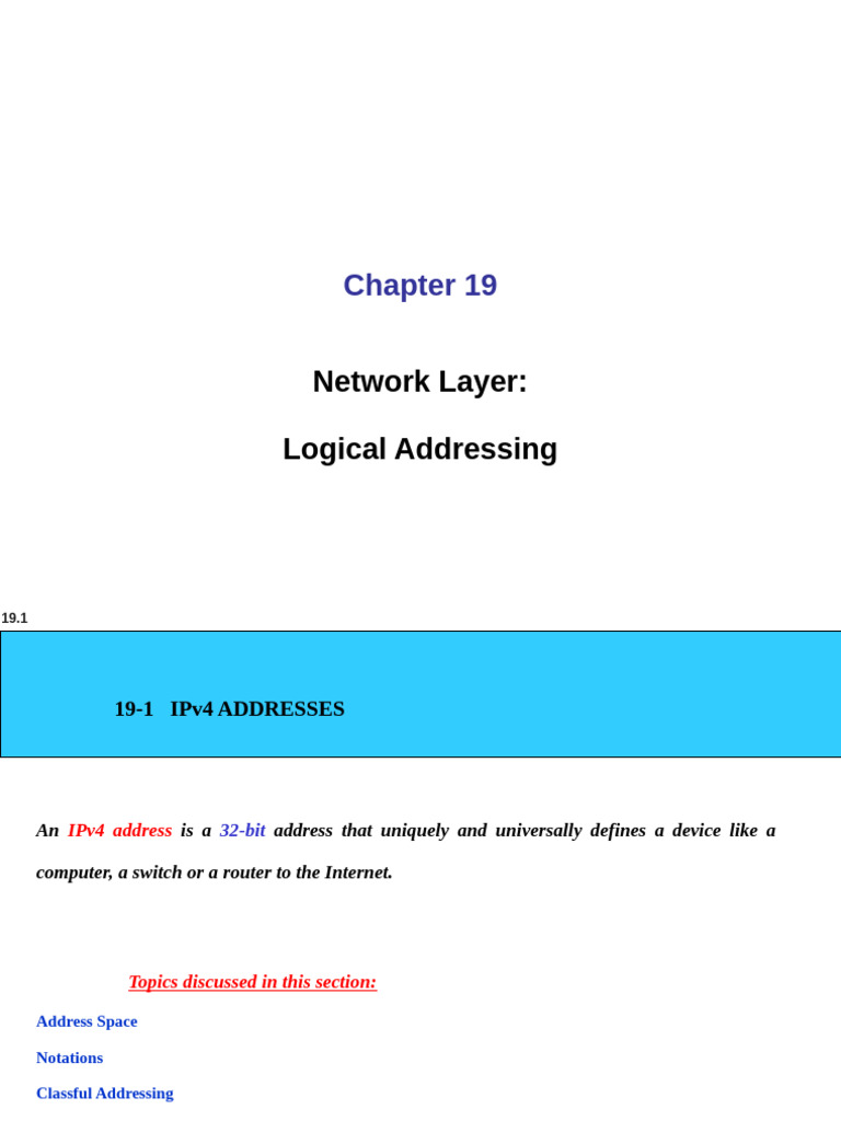 CH19 Lec3_CH19IP-addressing | PDF | Ip Address | I Pv6