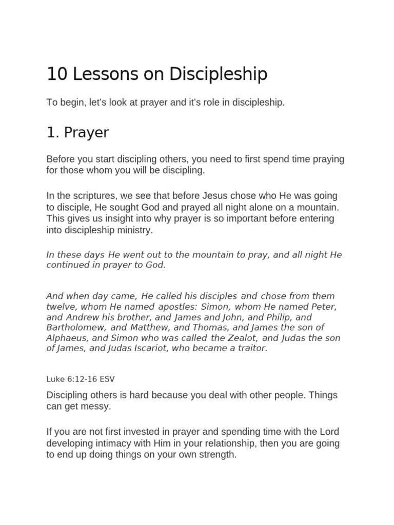 10 Lessons on Discipleship | PDF | Disciple (Christianity) | Jesus