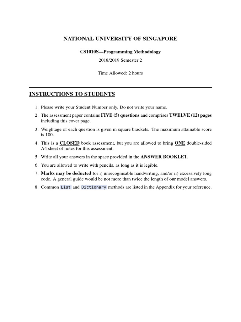 cs1010s Final Apr19 PDF | PDF | Anonymous Function | Function (Mathematics)