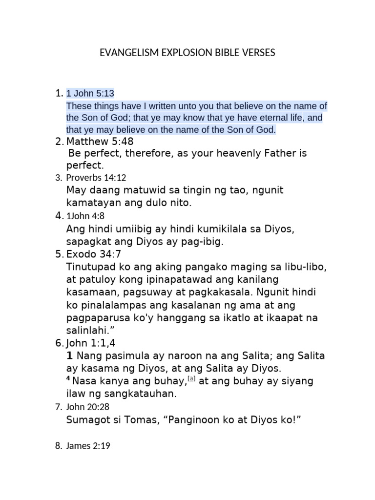 Evangelism Explosion Bible Verses | PDF