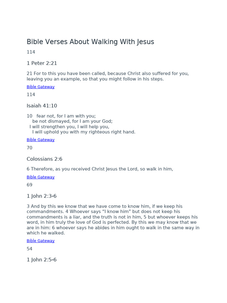 Bible Verses About Walking With Jesus | PDF | Eternal Life ...