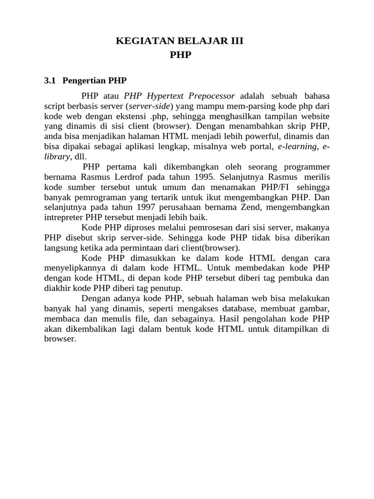Belajar Dasar PHP | PDF | Komputer | Teknologi & Rekayasa
