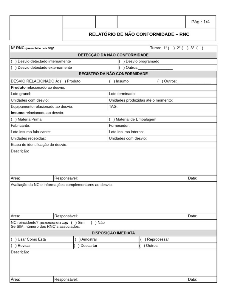 MODELO FORMULÁRIO RNC | PDF