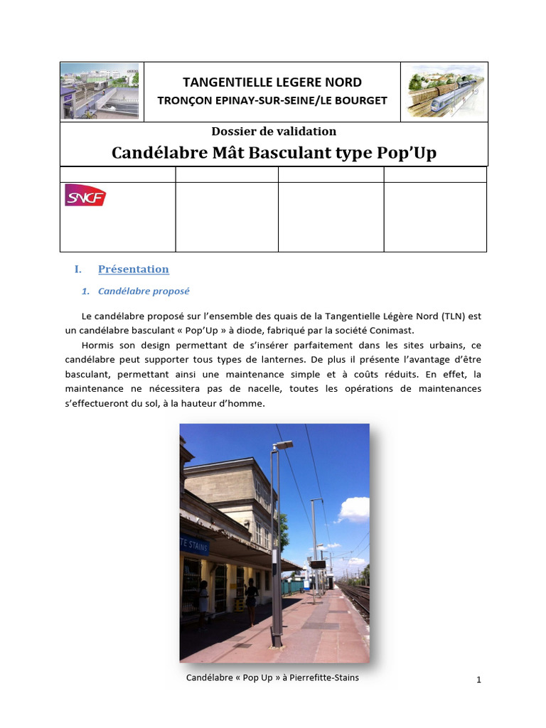 Candélabre Basculant Pop'Up TLN | PDF