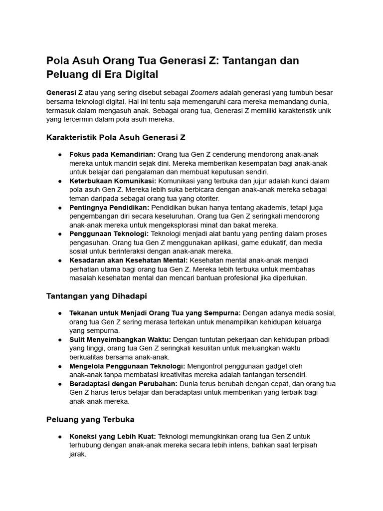 Pola asuh ortu gen z | PDF Pola asuh ortu gen z | PDF