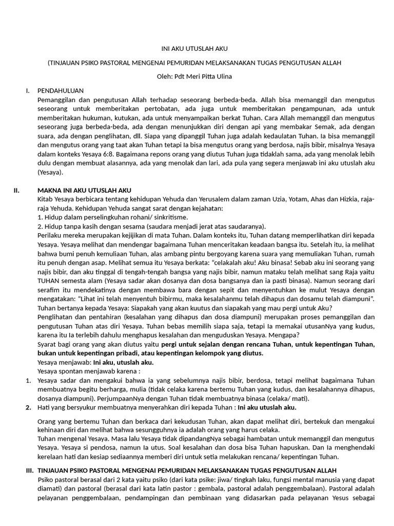 Ini aku utuslah aku | PDF