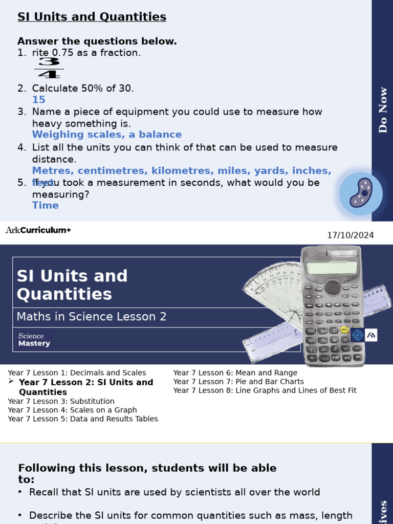 01 - Maths in Science Lesson 2 | PDF | Measurement | Kilogram