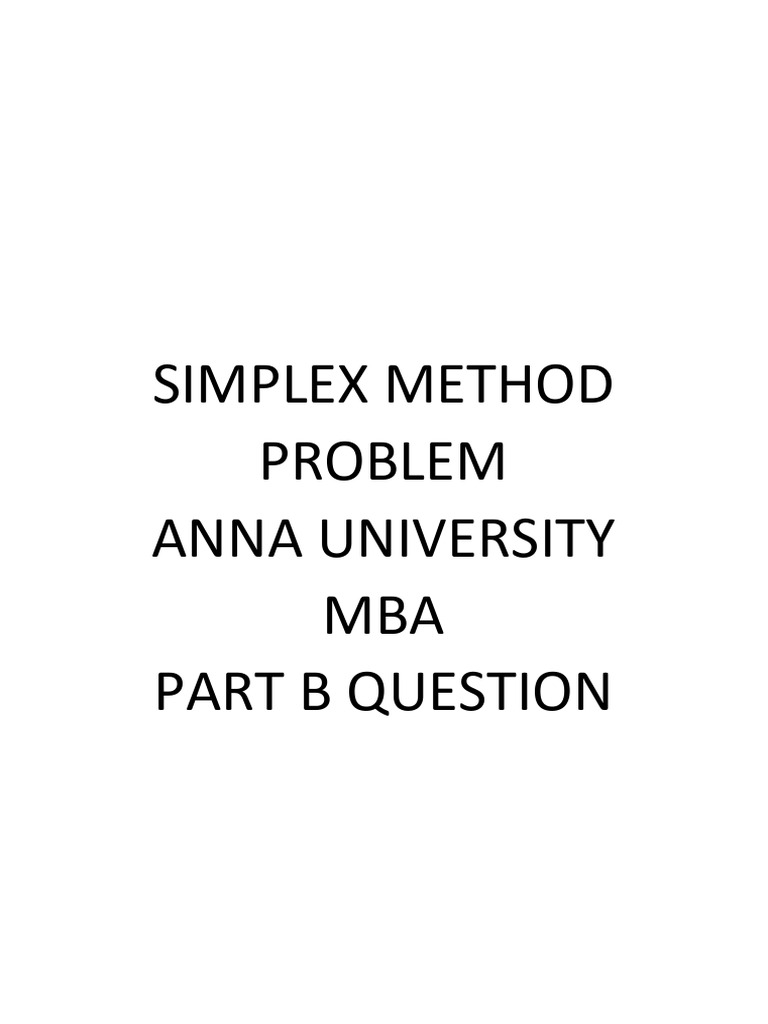 SIMPLEX METHOD - Anna University - Coimbatore | PDF | Algorithms | Algebra