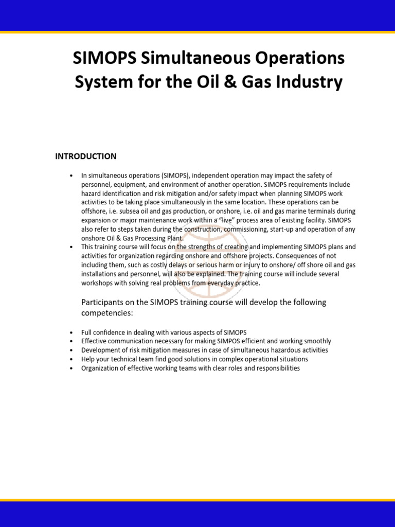 SIMOPS Simultaneous Operations System For The Oil & Gas Industry | PDF ...
