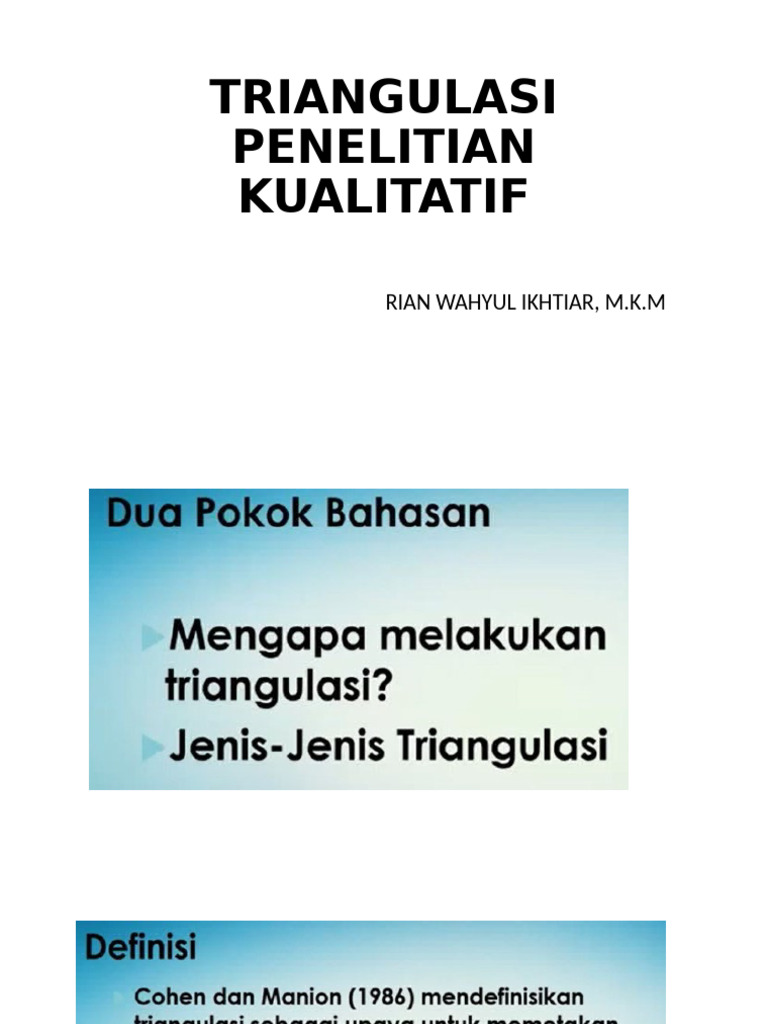 Triangulasi Penelitian Kualitatif | PDF