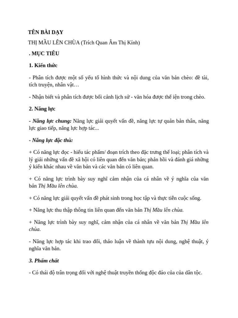 CHÈO-THỊ MẦU LÊN CHÙA | PDF