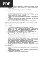 Deficiency Diseases Learning Chart | PDF