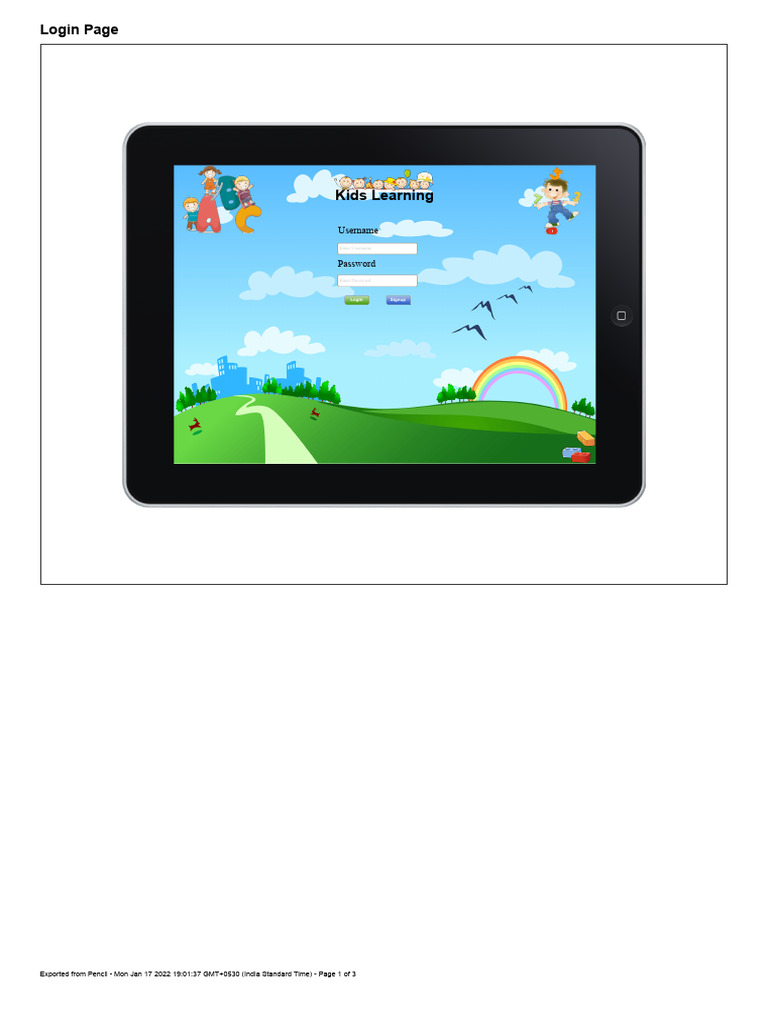 Kids Learning Login and Counting Activities | PDF