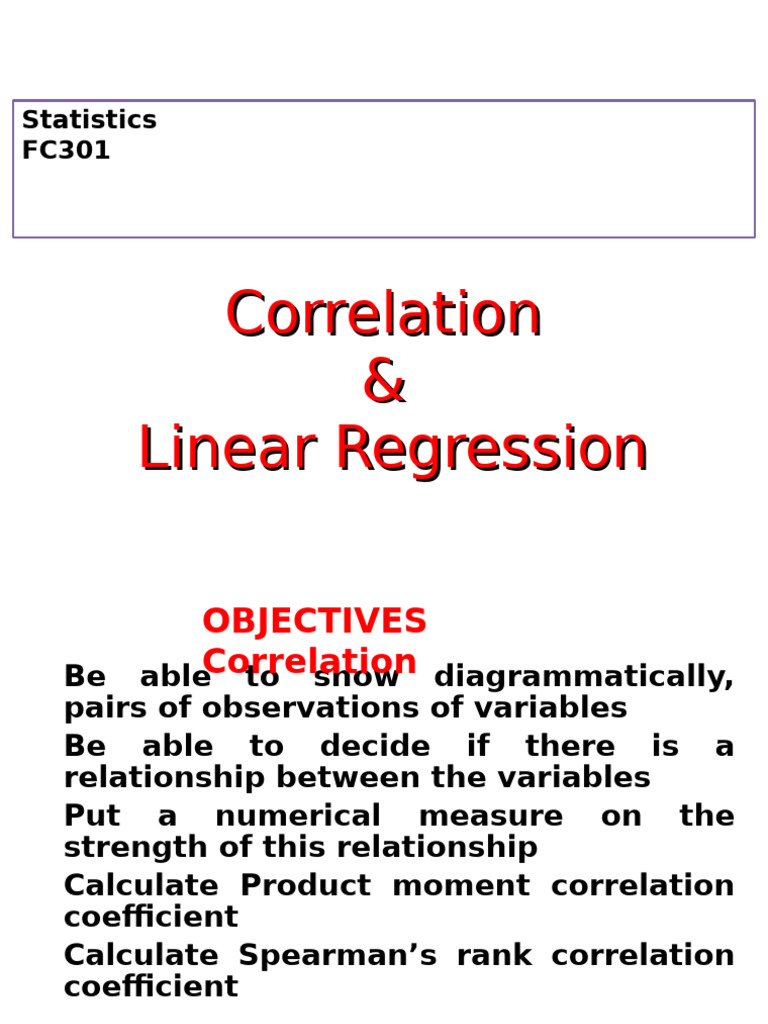 Lesson Correlation Linear Regression Pdf Linear Regression Regression Analysis