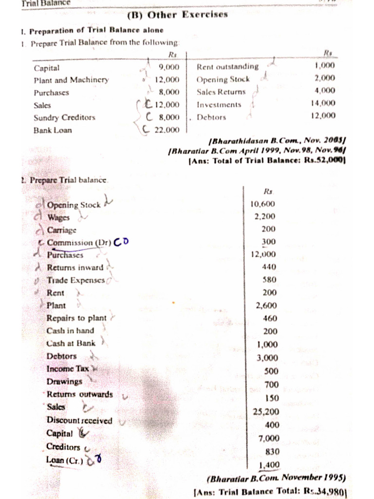 Trial Balance Problems | PDF