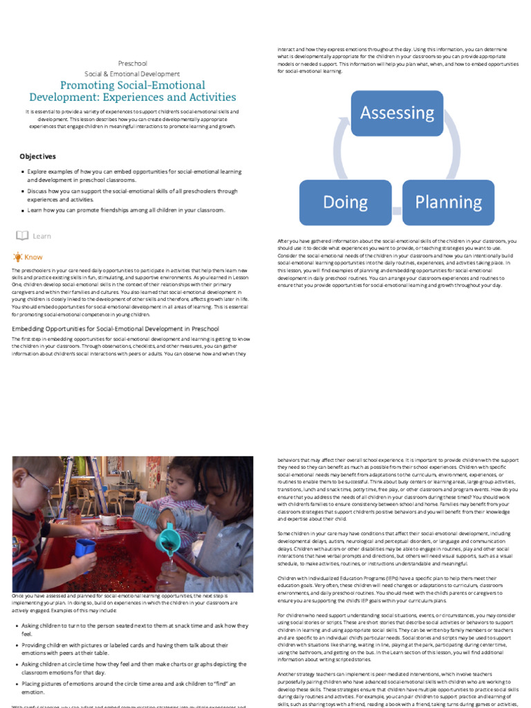Promoting Social-Emotional Development - Experiences and Activities ...