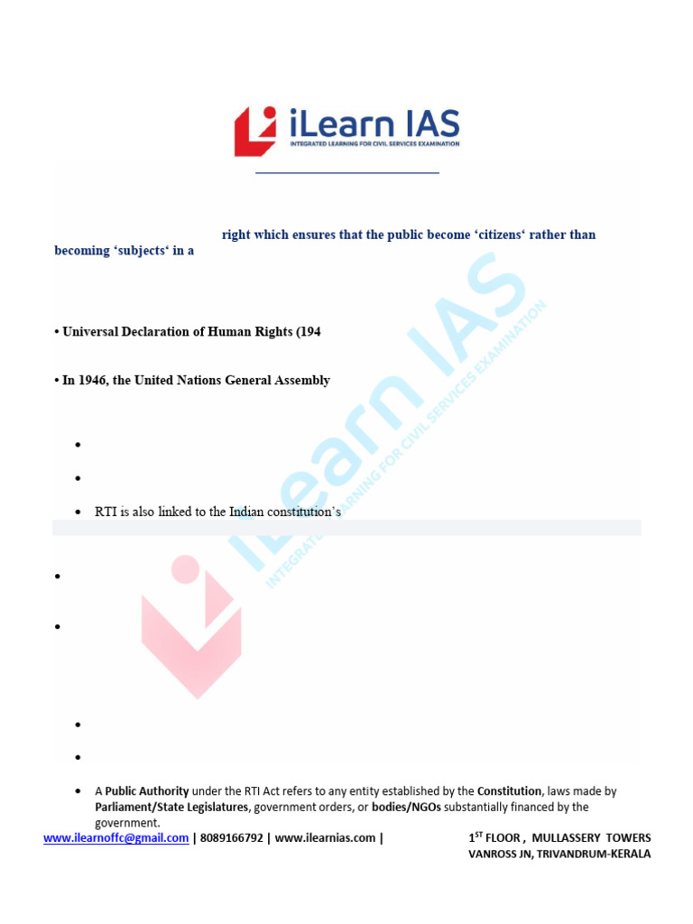 Right To Information (RTI) | PDF | Public Law | Public Sphere