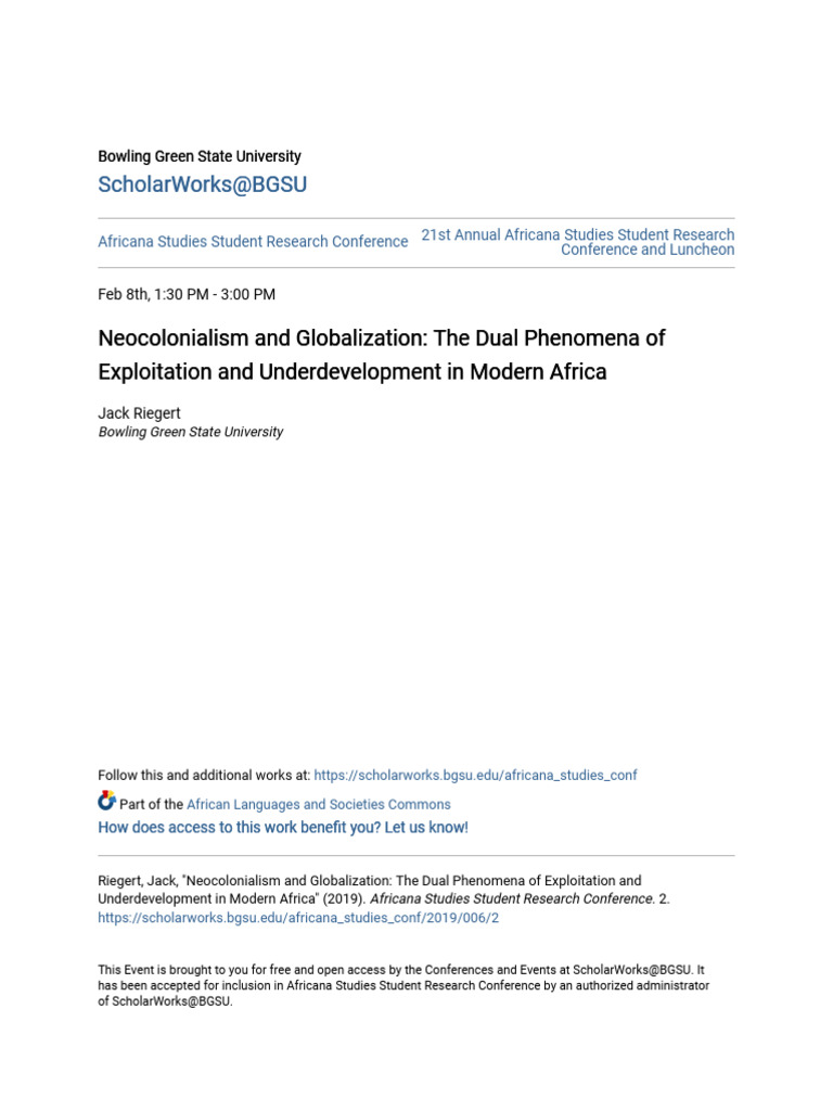 Neocolonialism and Globalization - The Dual Phenomena of Exploitat ...