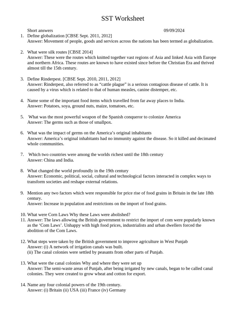 SST Worksheet | PDF | Soil | Agriculture