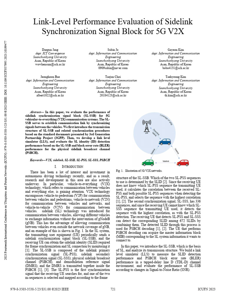 Link Level Performance Evaluation Of Sidelink Synchronization Signal Block For 5g V2x Pdf