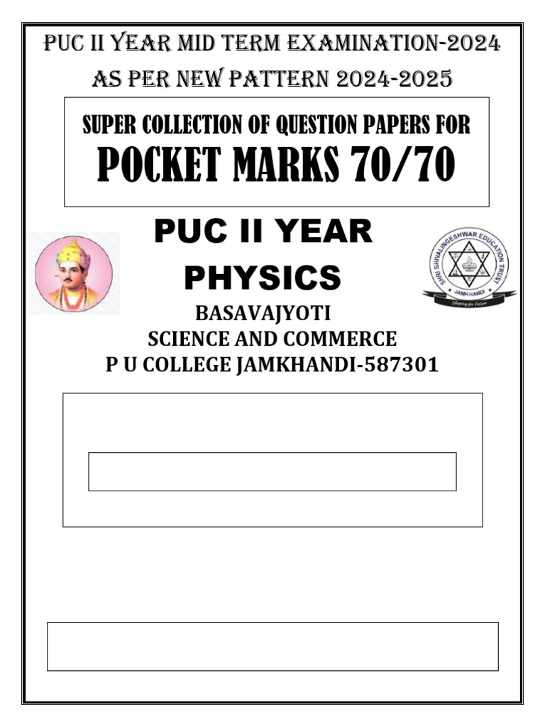 2nd PUC Physics Midterm Question Paper 2024 | PDF | Inductor | Capacitor