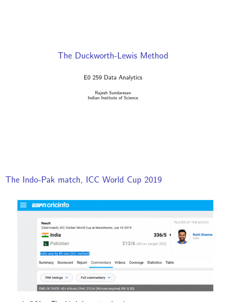 Duckworth-Lewis Method in Cricket | PDF | Test Cricket | Cricket