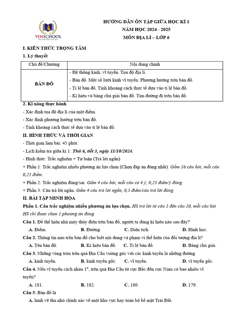 OCP - HDOT - GK1 - Địa 6 | PDF