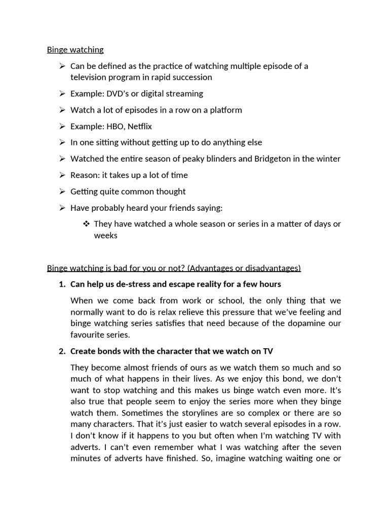Binge Watching | PDF | Self-Improvement