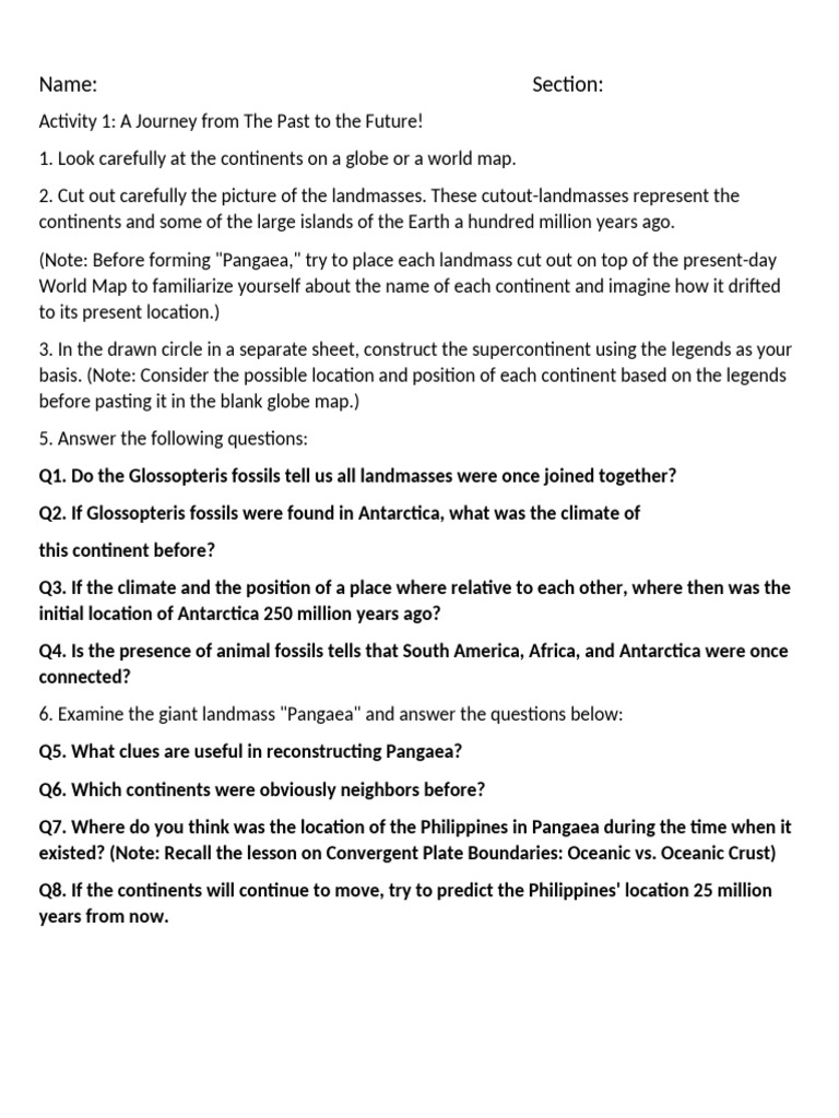 ACTIVITY-SHEET-ON-CONTINENTAL-DRIFT-THEORY (1) | PDF