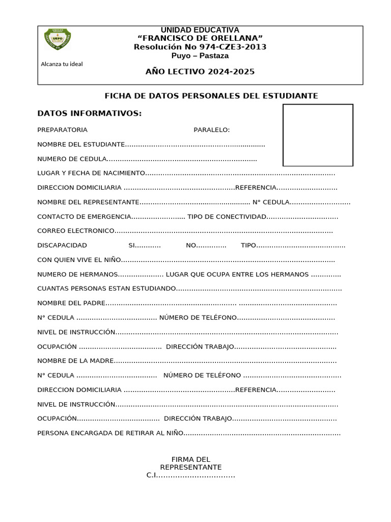Ficha de Recopilacion de Datos Del Estudiante | PDF